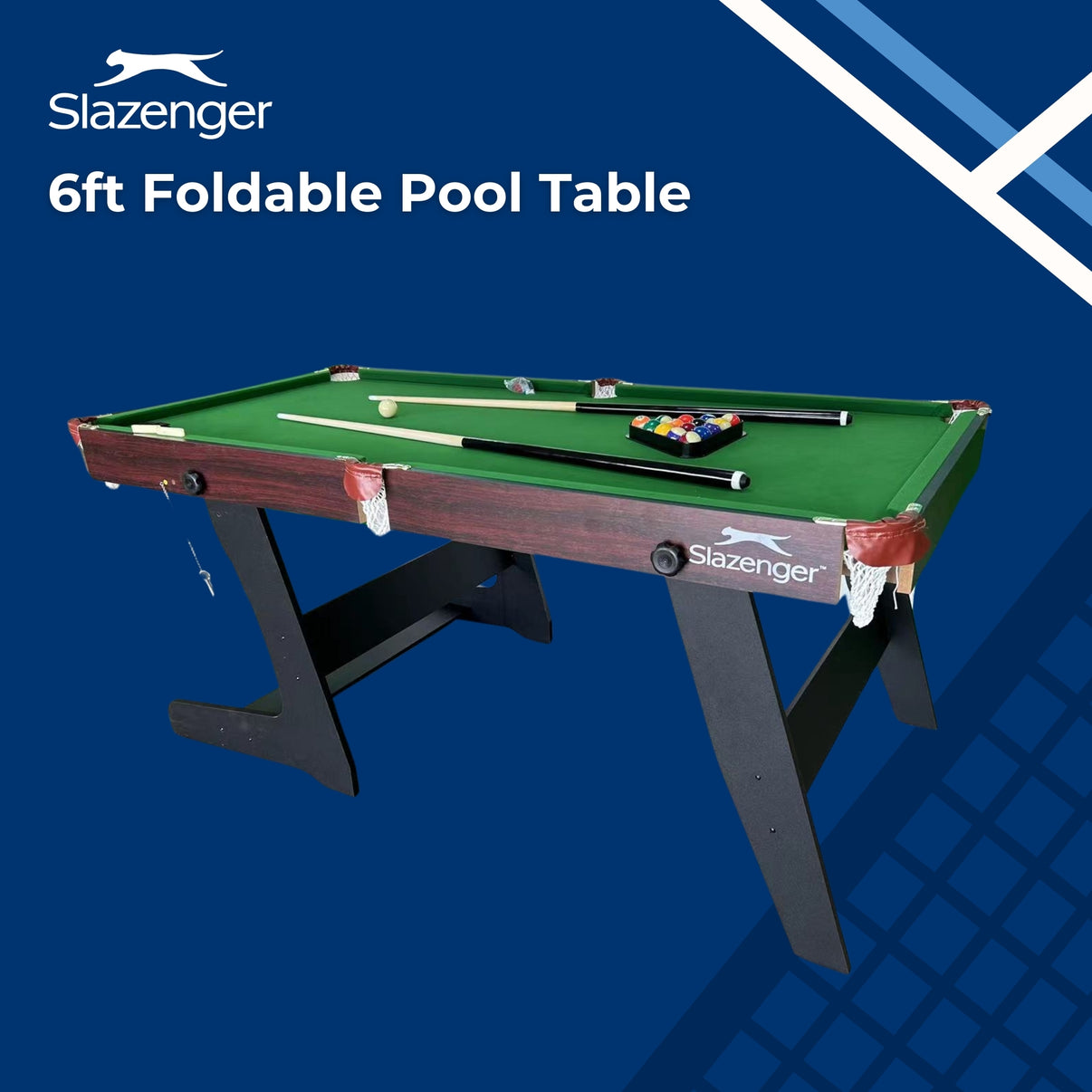 Slazenger 6ft Folding Snooker Table - Compact, Stylish & Easy to Store ...